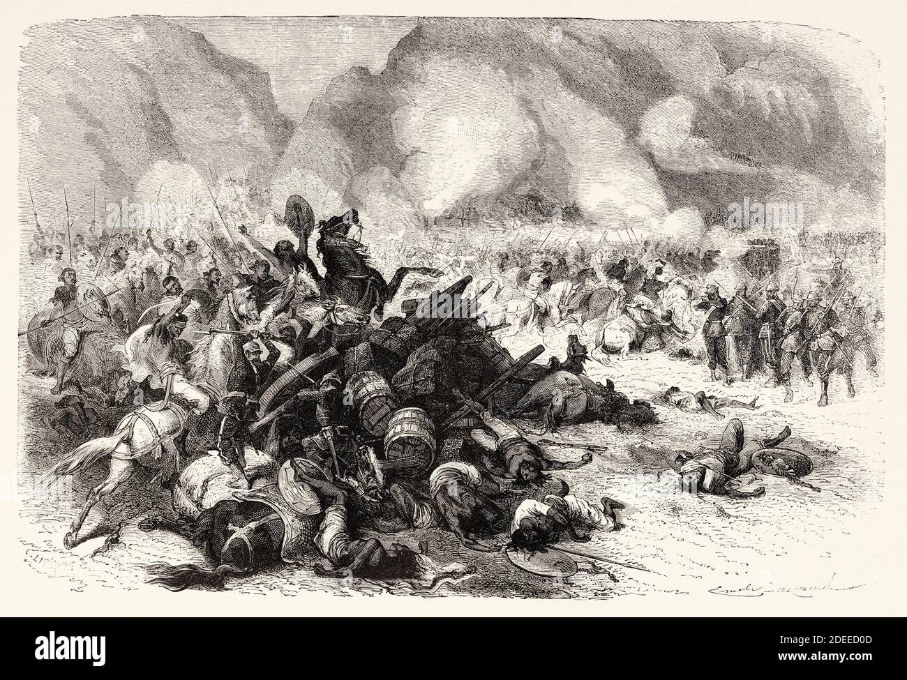 The Battle on Mount Fahla, Abyssinia between British troops under the ...