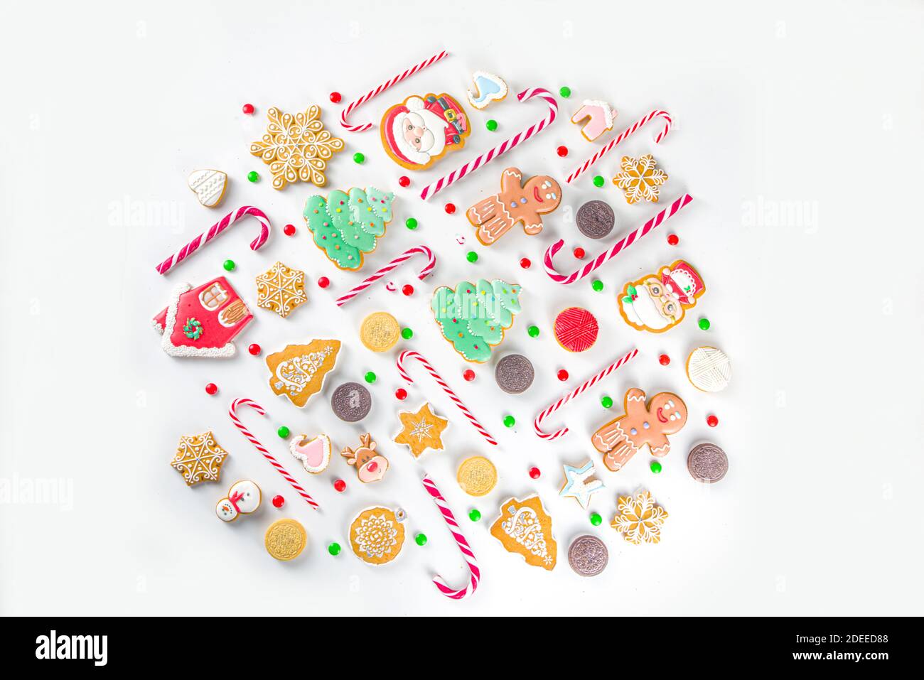 Christmas sweets set. Assorted festive Christmas and New Year sweets ...