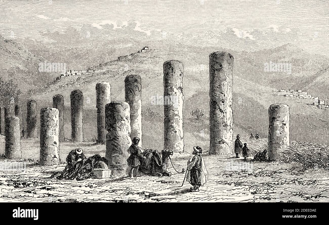 Samaria or Shomron, Israel. Old 19th century engraved illustration ...