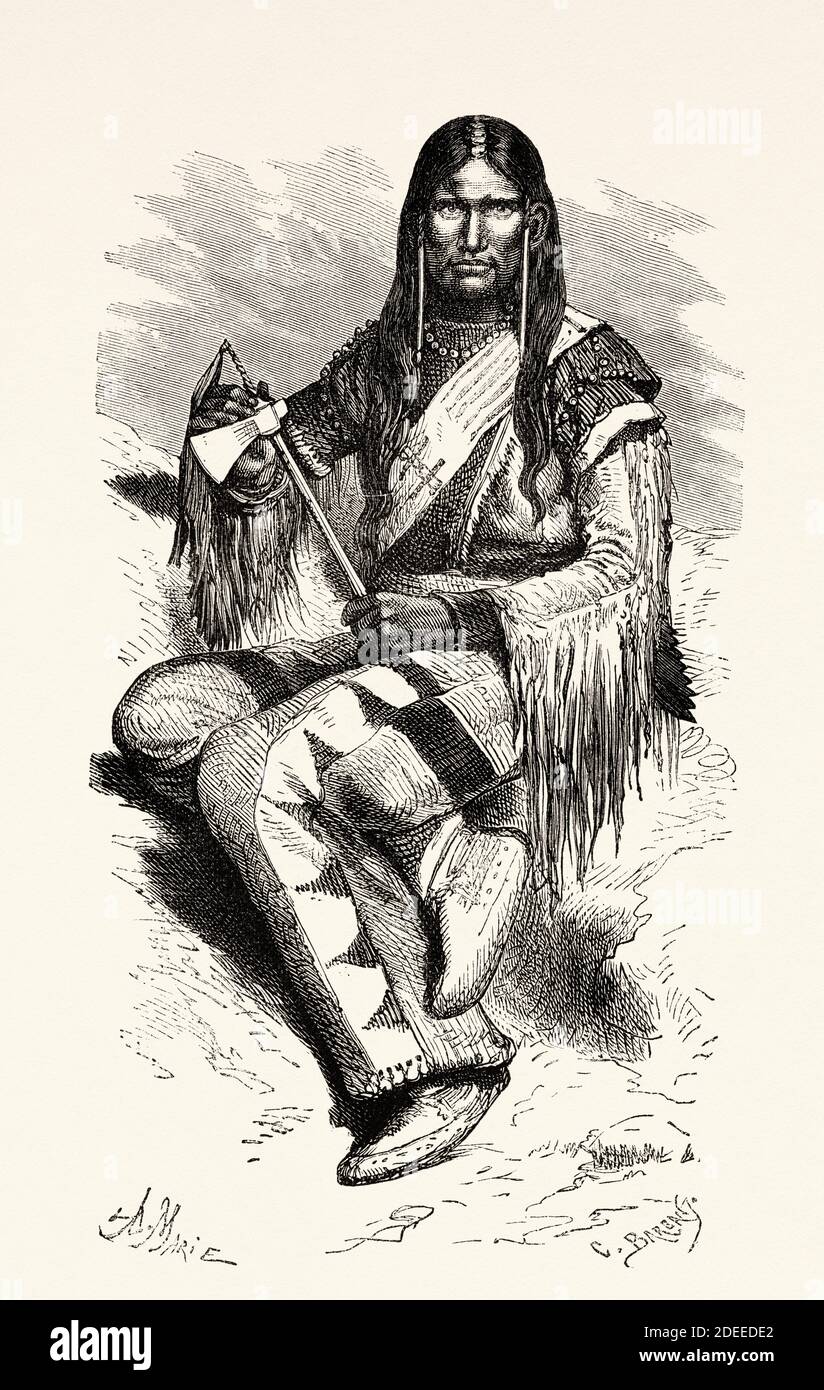 Portrait of an Indian warrior from the snake tribe, United States of ...