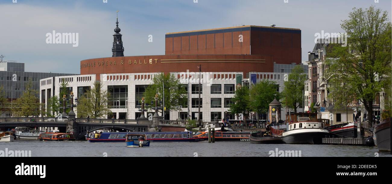 AMSTERDAM, NETHERLANDS - MAY 01, 2018: Panorama view of the Stopera ...