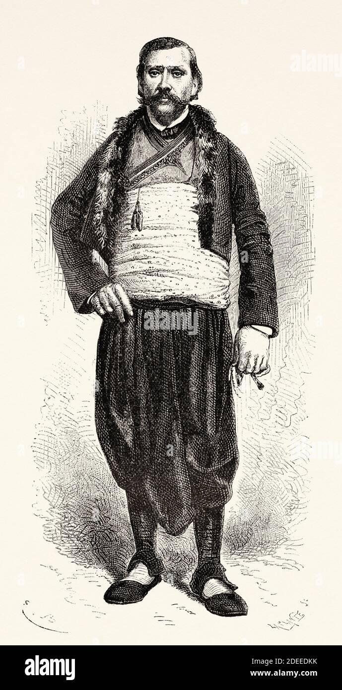 Bulgarian man from Sofia, Bulgaria. Old 19th century engraved ...