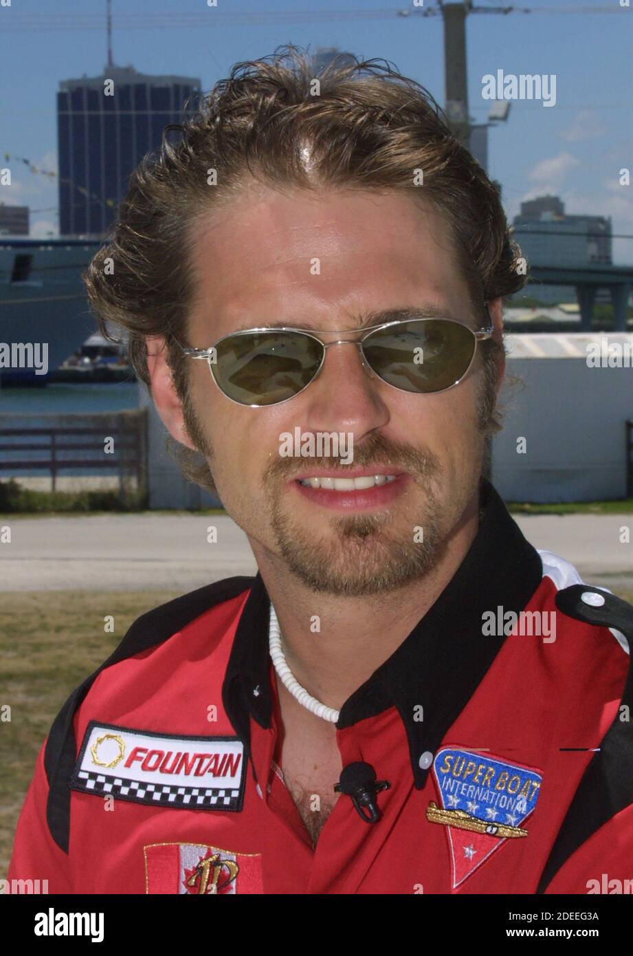 Miami Beach, FL 4-20-2002Jason Priestley on Watson Island prior to ...