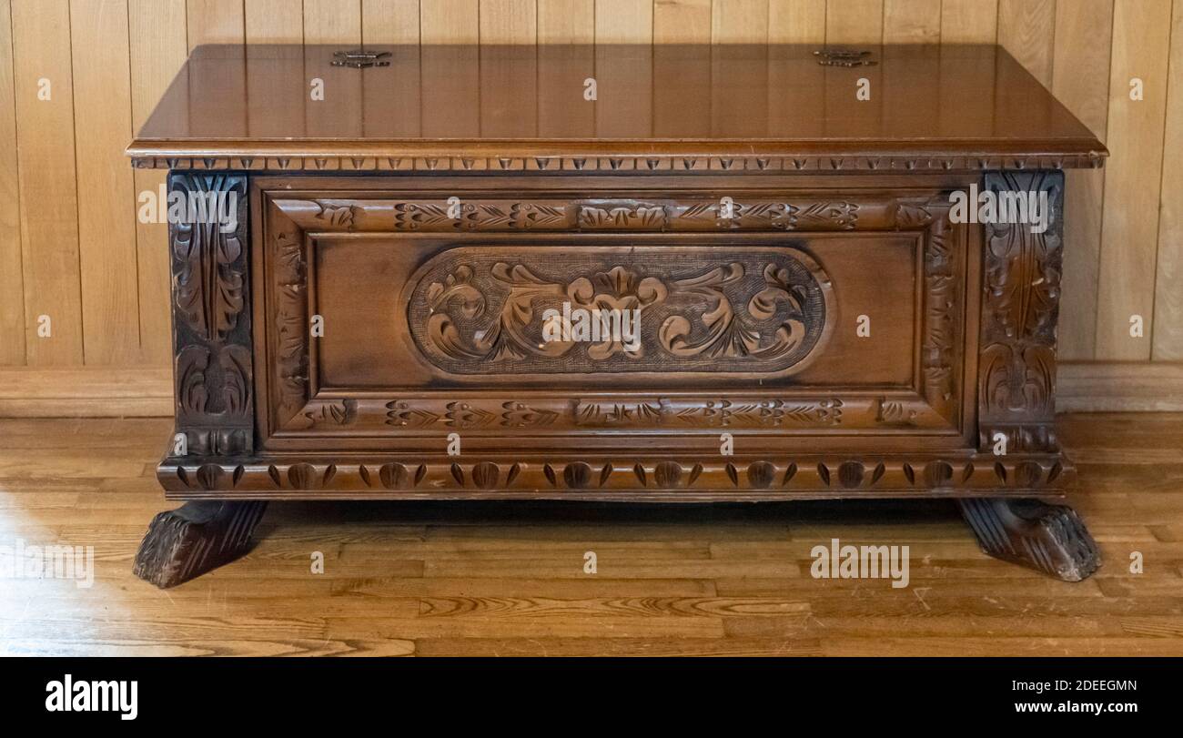 Antique Wooden Chest in the Neo Gotic Style Old Castle Medieval Stock ...