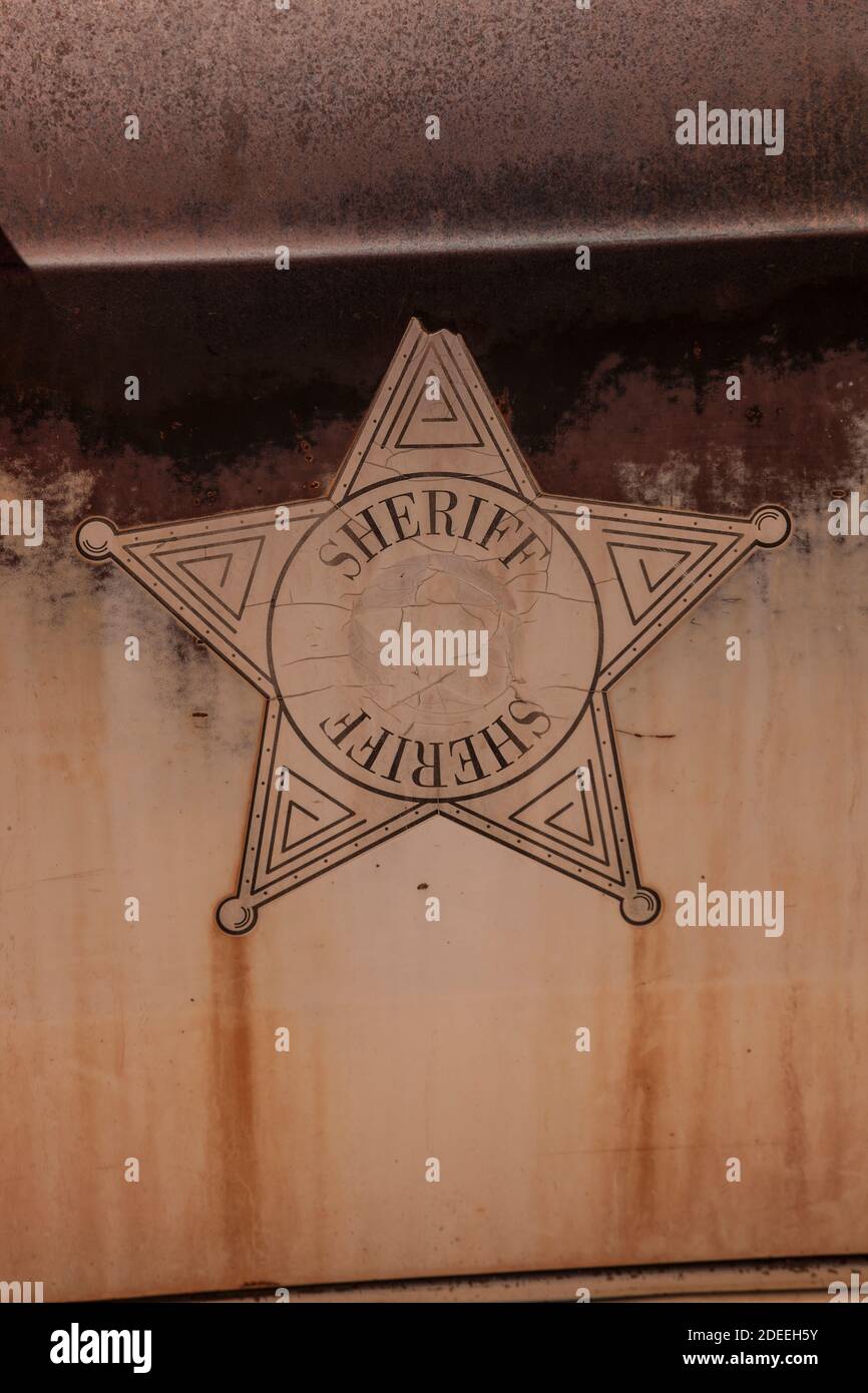 rusty old police car door Stock Photo - Alamy