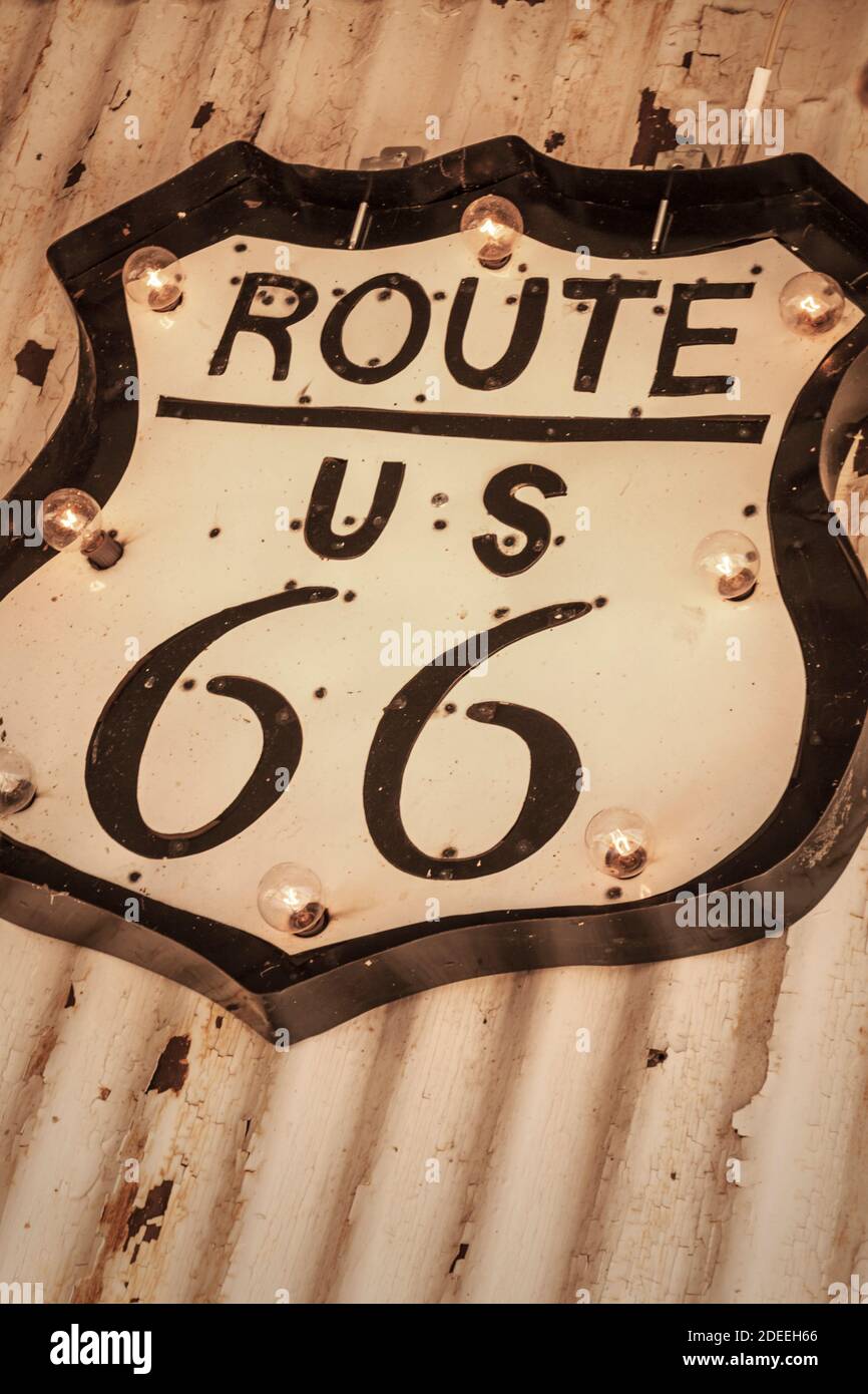 Historic route 66 metal sign hi-res stock photography and images - Alamy