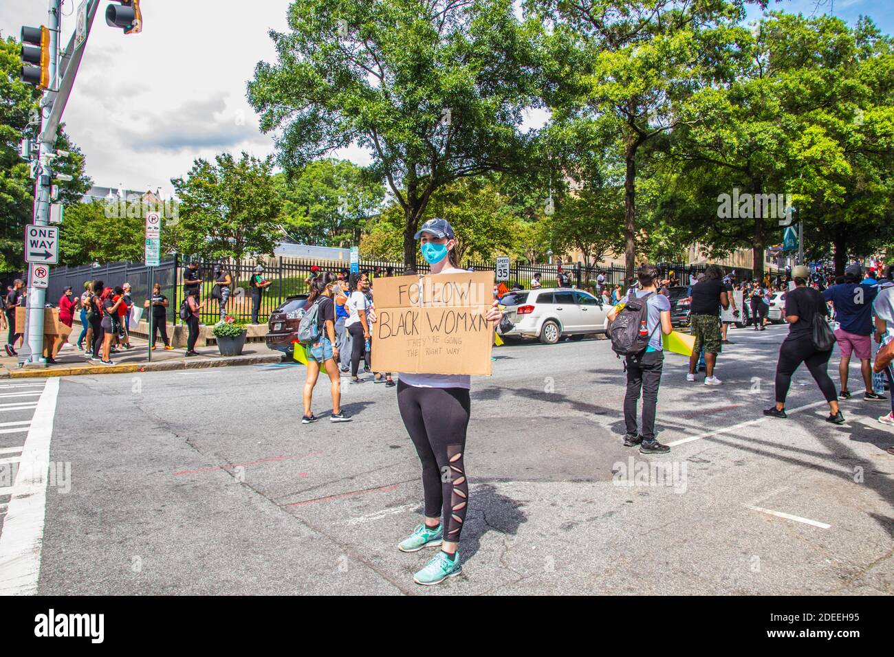 Atlanta, Ga USA 06 07 20: Downtown Atlanta Georgia protesters in front ...