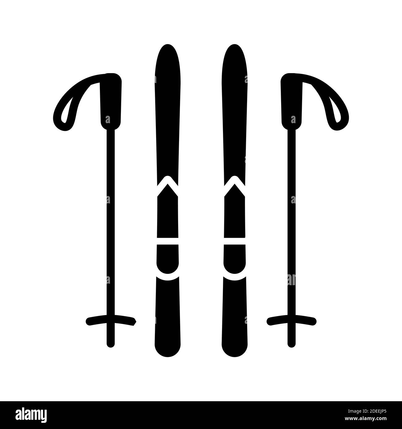 Ski and sticks vector glyph icon. Winter sign. Graph symbol for travel ...