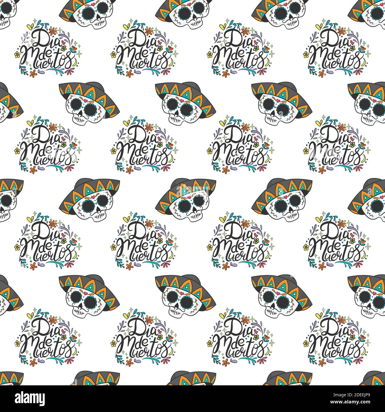 Seamless calaveras background, Day of the Dead pattern Stock Vector ...