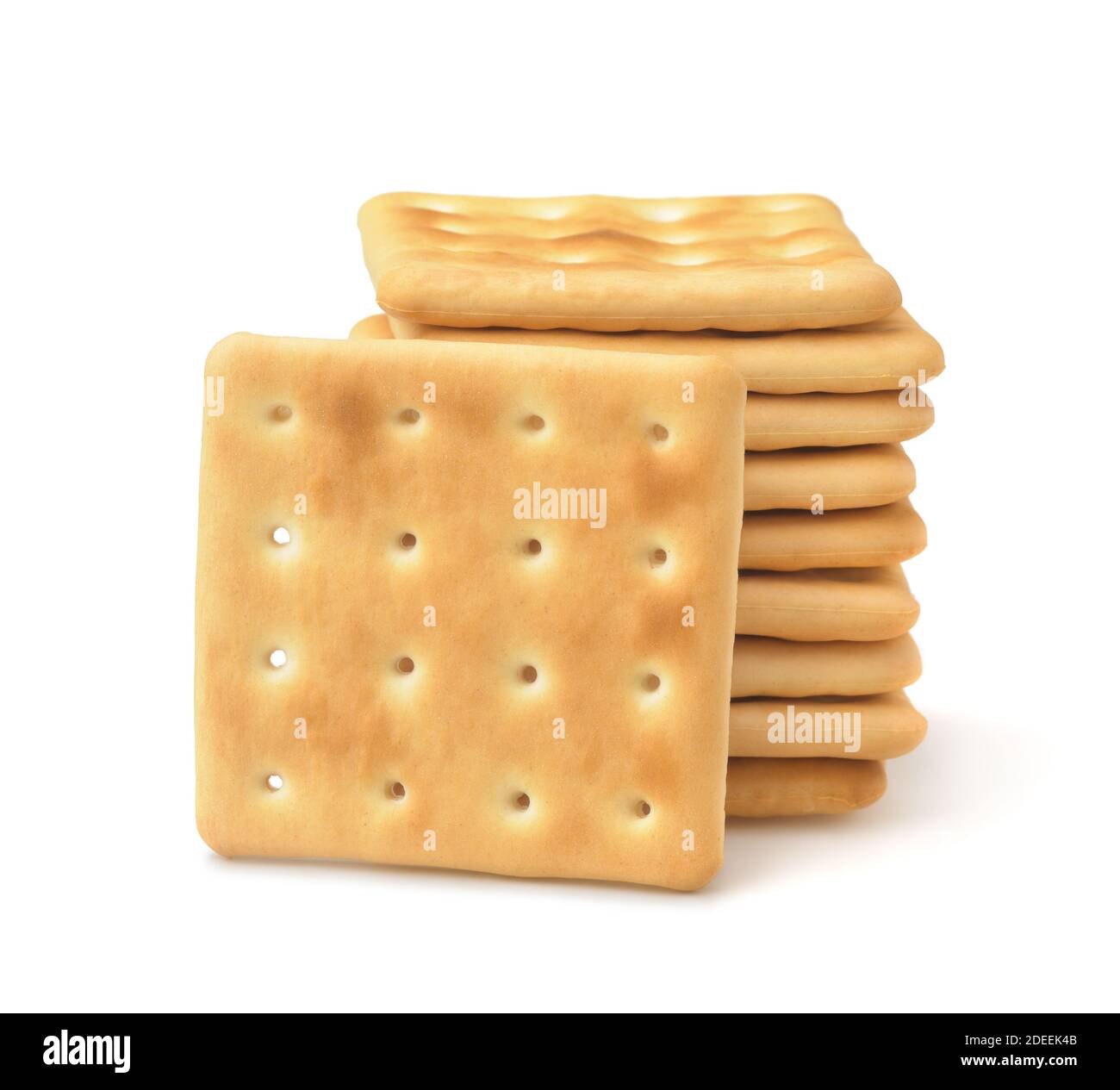 Stack of soda crackers isolated on white Stock Photo - Alamy