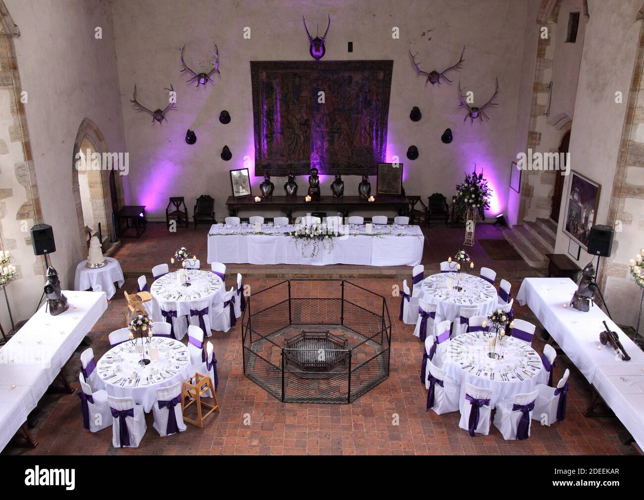 The late medieval 14th century Baron’s Hall or Great Hall with open ...