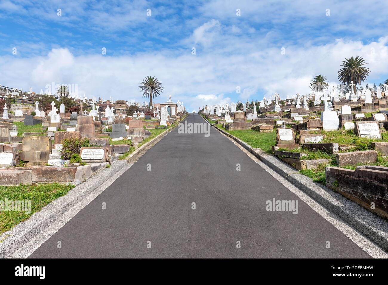 Sydney, Australia - Graves in Waverley cemetery, Bronte. It is noted ...