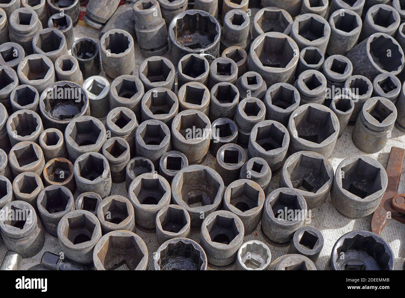 Socket hex tools equipment various size metric Stock Photo - Alamy