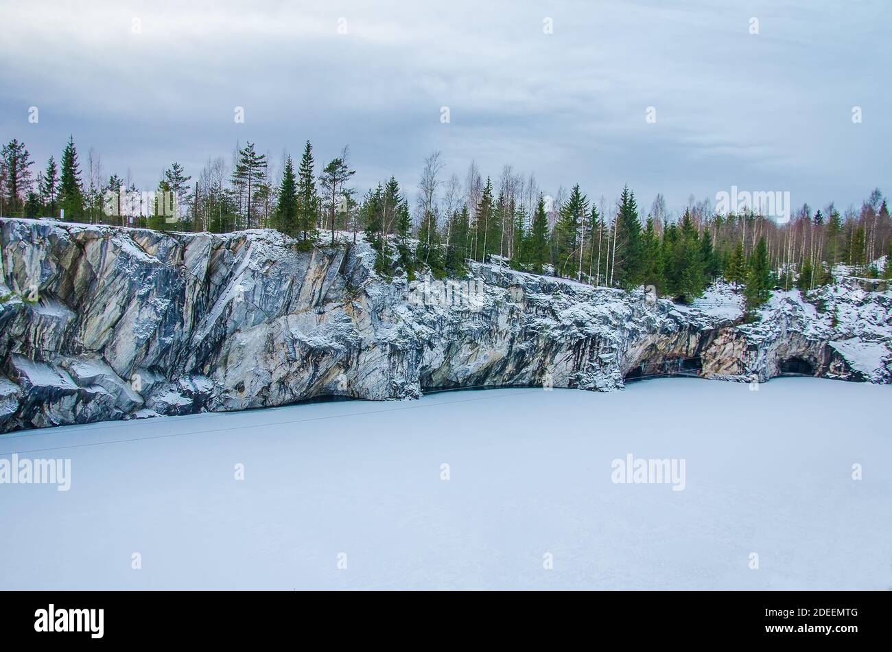 Ruskeala Mountain Park - Landmark of Russia. Marble mountain rock ...