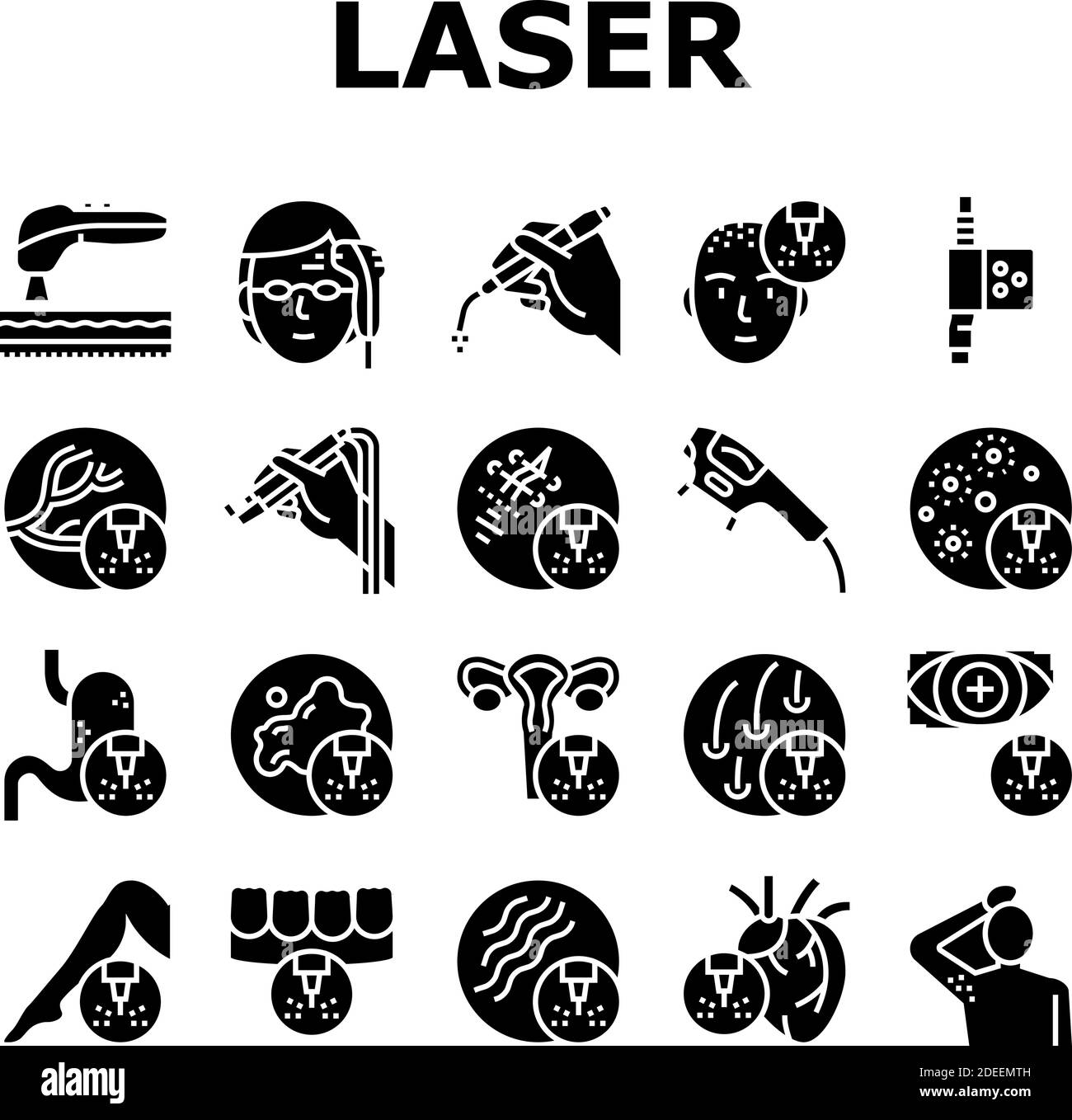 Laser Therapy Service Collection Icons Set Vector Stock Vector Image ...