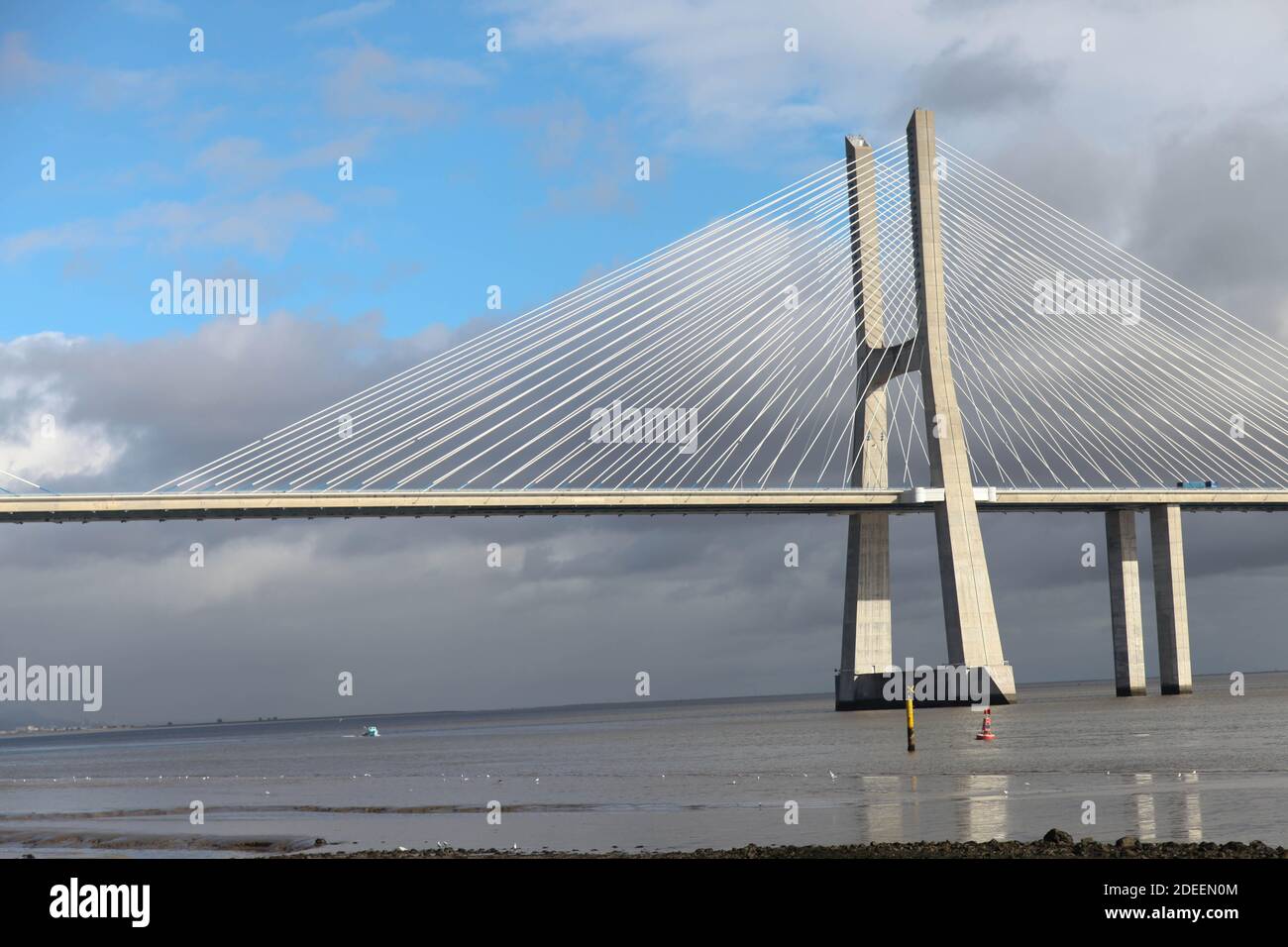 Impressive long white bridge in Lisbon. Portugal Stock Photo - Alamy