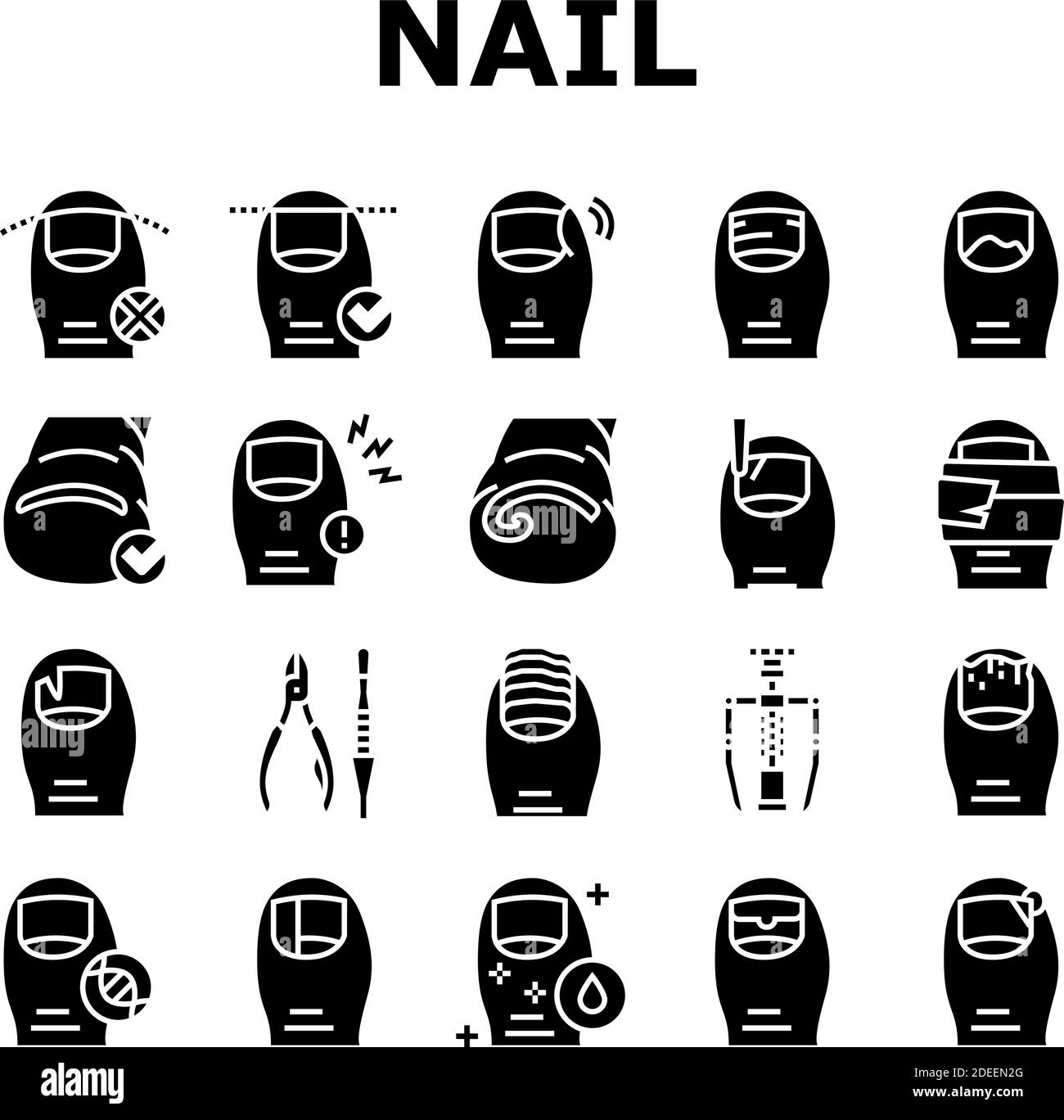 Ingrown Nail Disease Collection Icons Set Vector Stock Vector Image ...