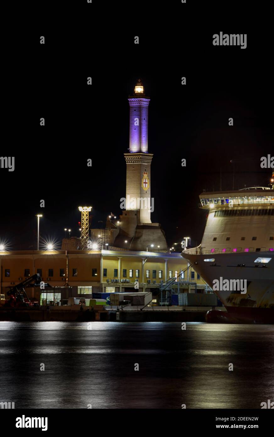 lighthouse of Genoa symbol of the city Stock Photo - Alamy