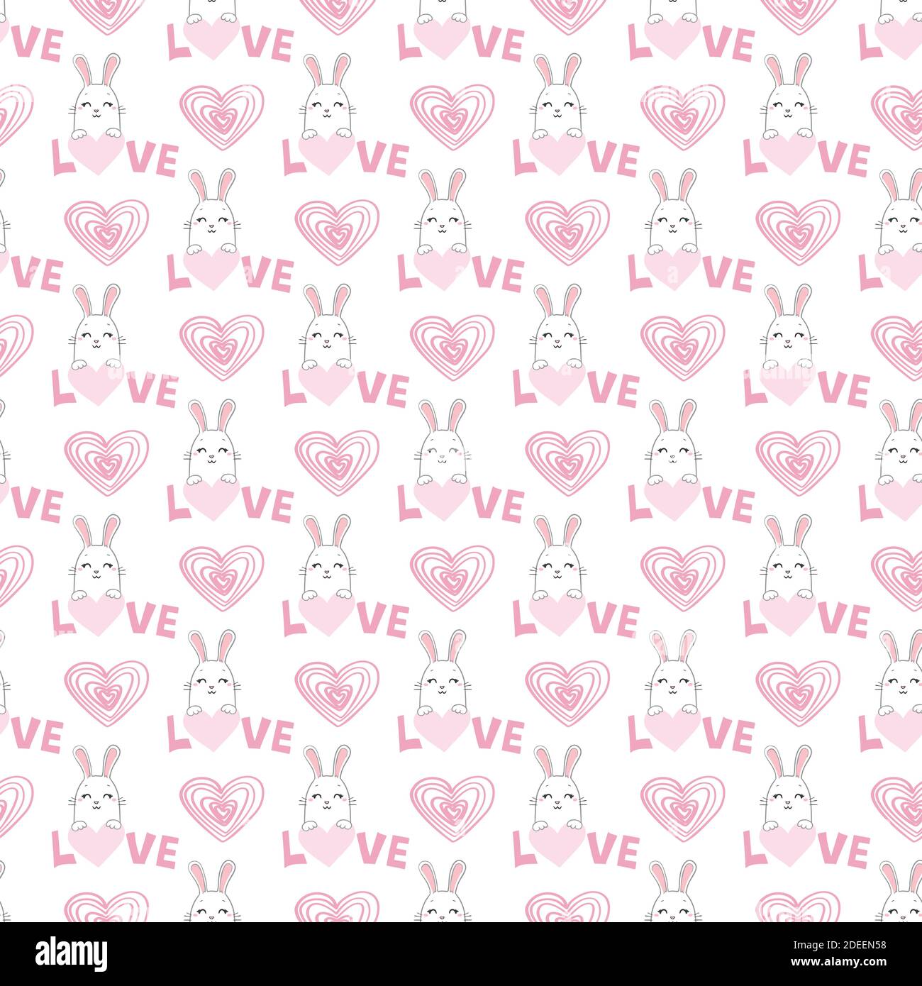 Seamless pattern with cute white rabbits. Vector illustration Stock ...