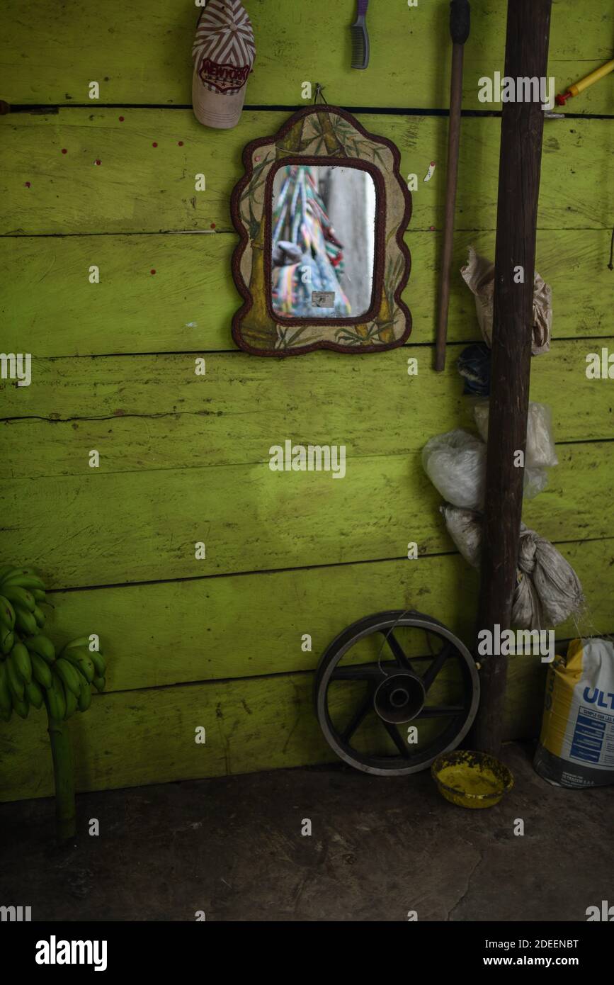 Mirror inside road grocery store in La Guajira, Colombia Stock Photo ...