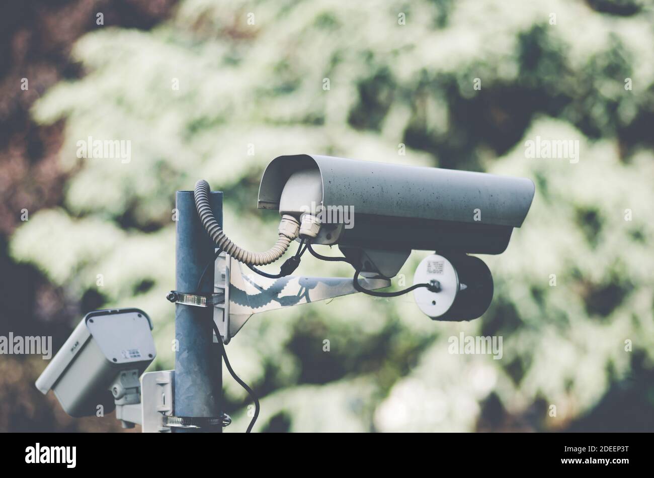 A selective focus shot of video surveillance cameras Stock Photo - Alamy