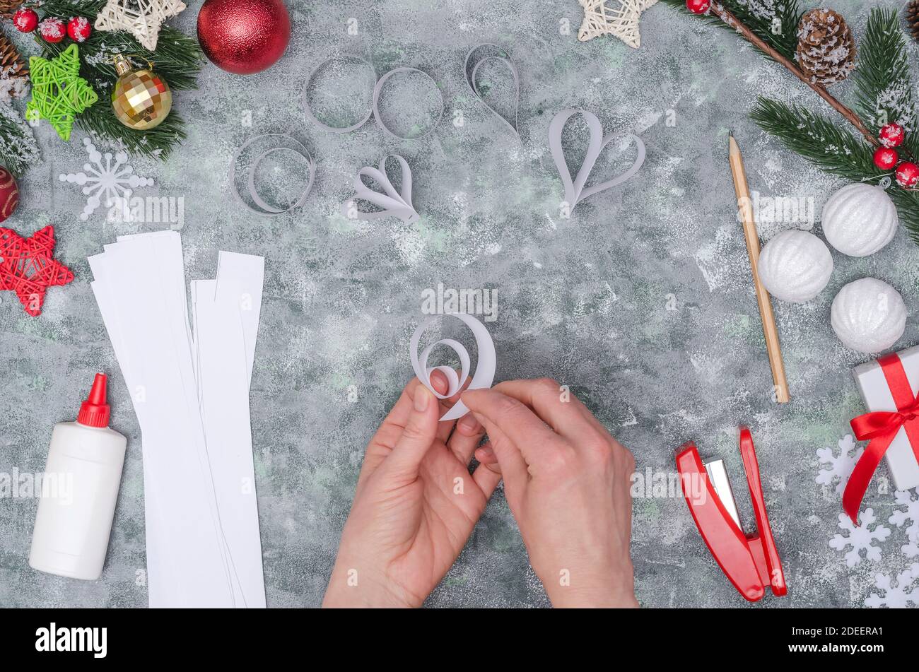 Christmas diy craft, making three-dimensional paper decor for ...