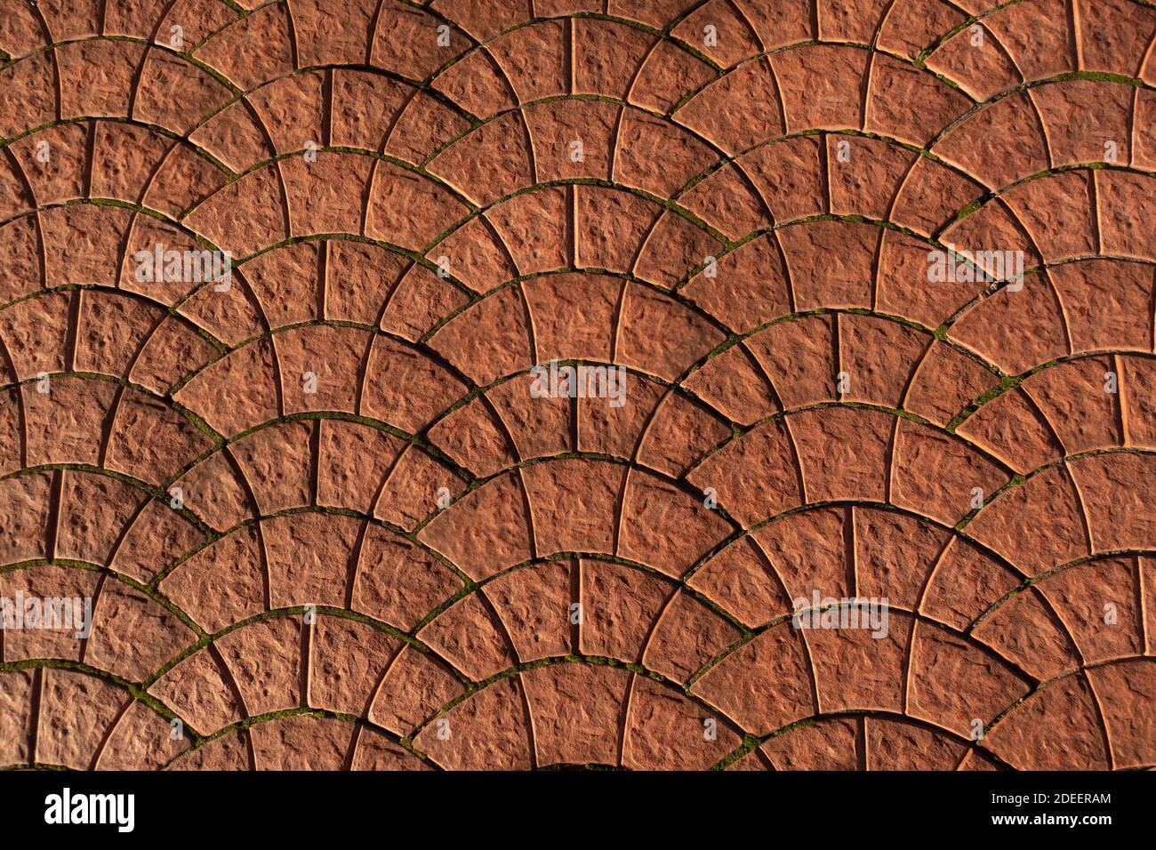 Old orange pavement. Geometric tile ornament, pavement pattern. Paved ...