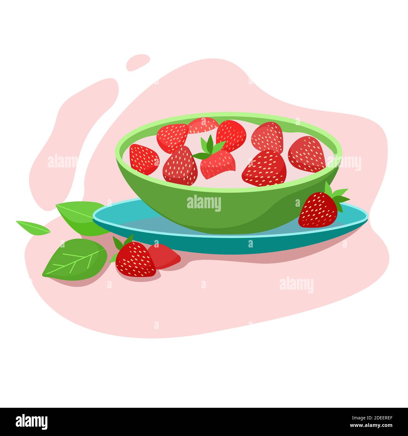 Strawberry desert in a plate. Fruit and vegetable salad Stock Vector ...