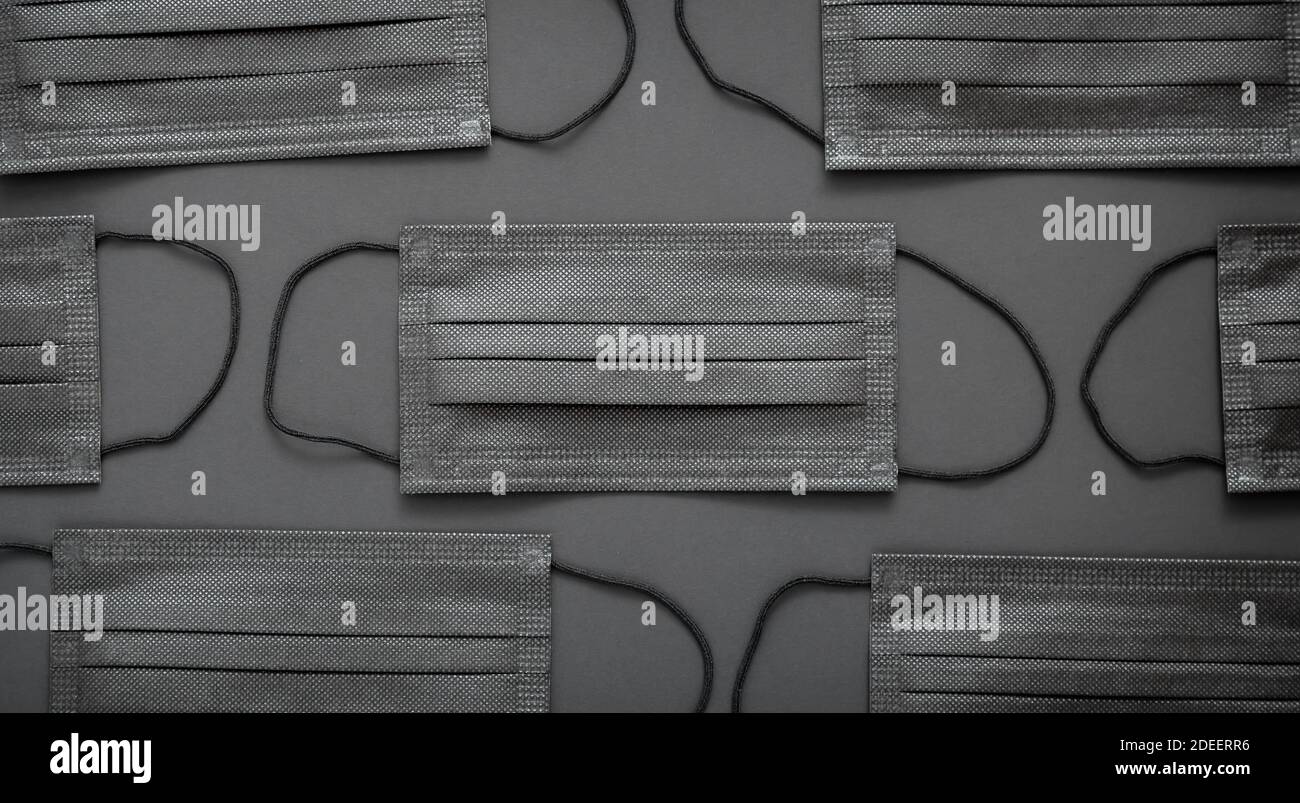 Black medical face mask pattern. Protective face disposable surgical ...