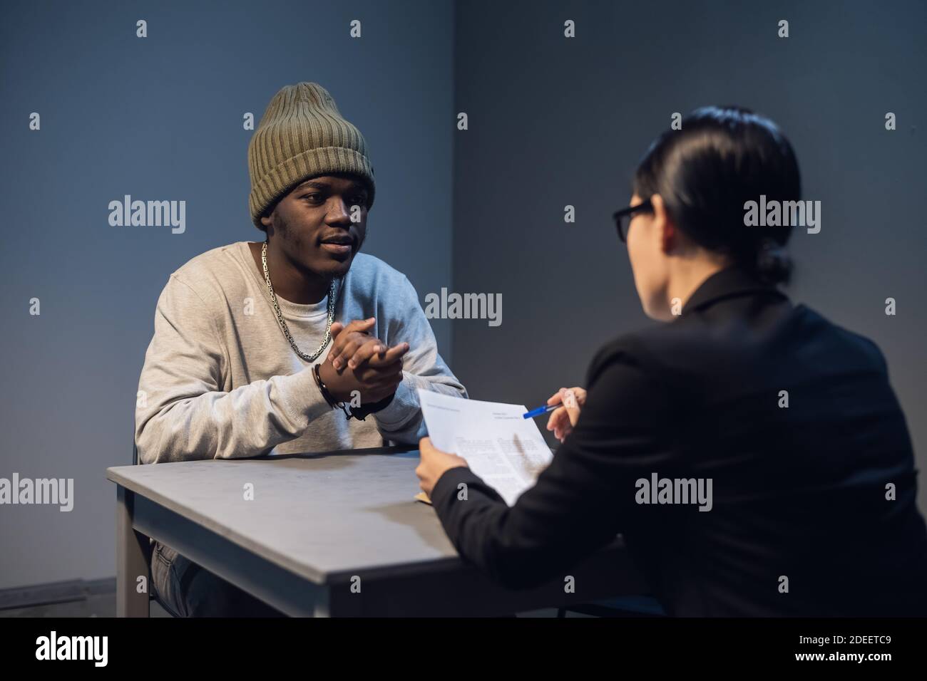 The suspect and his lawyer are considering a case management and ...