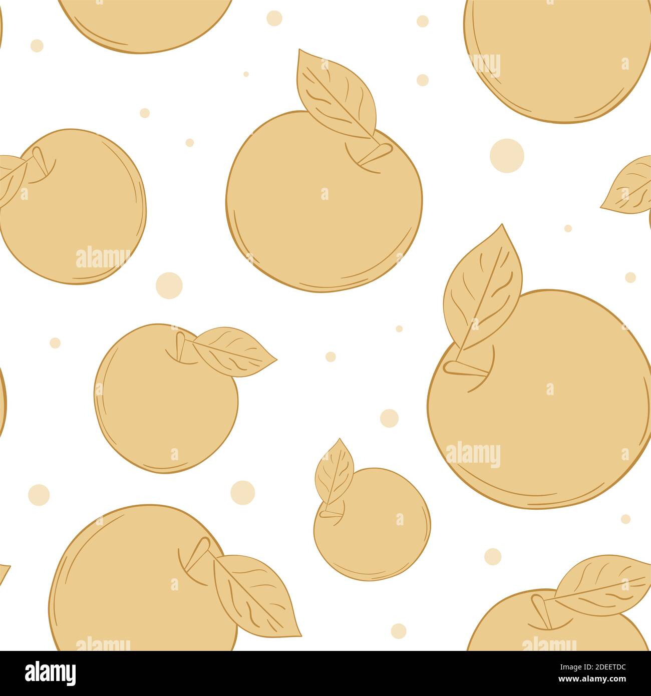 Vector gold apple seamless pattern. Monochrome background fruits Stock ...