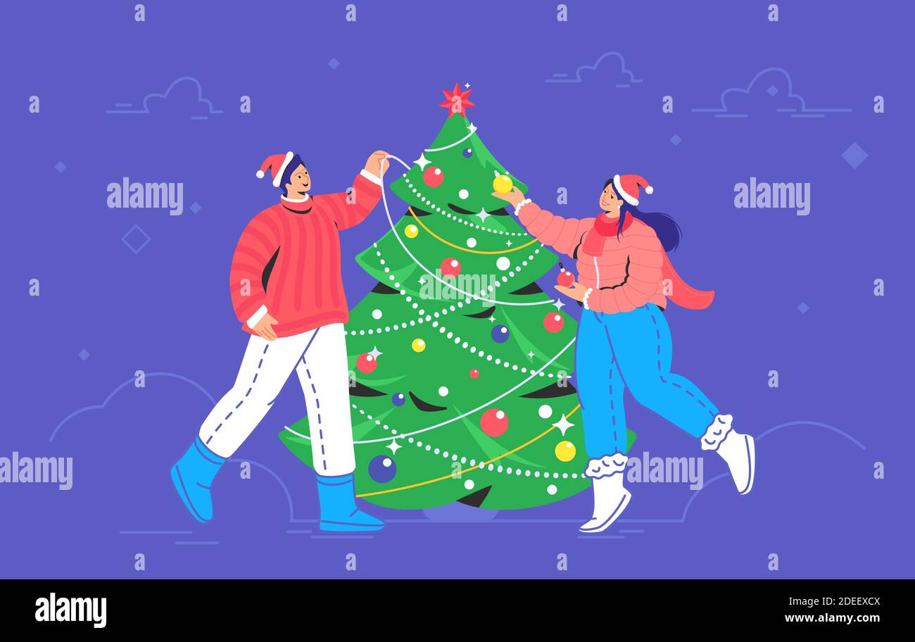 People walk christmas tree Stock Vector Images - Alamy