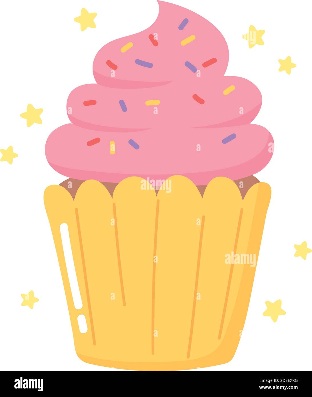 happy birthday sweet cupcake snack celebration party cartoon vector ...