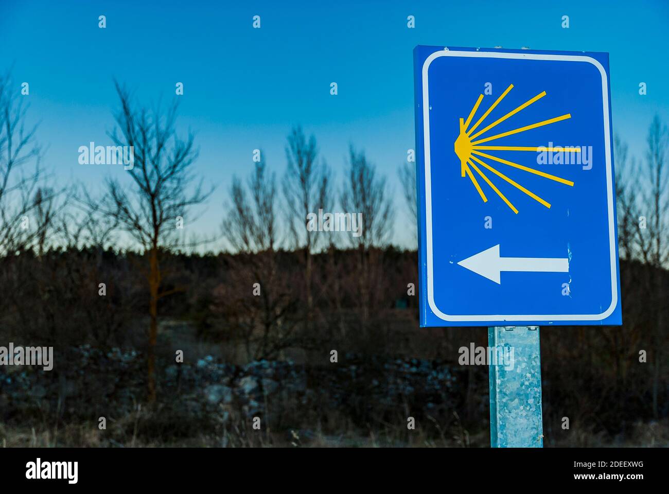 Vertical signage Way of St. James,San Juan de Ortega Monastery. Barrios ...