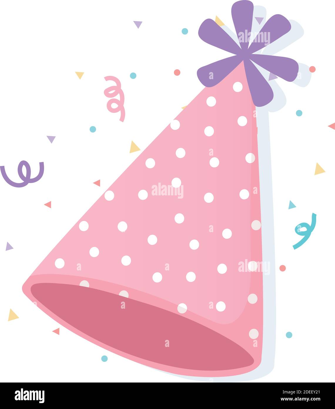 happy birthday party hat and confetti celebration cartoon vector ...