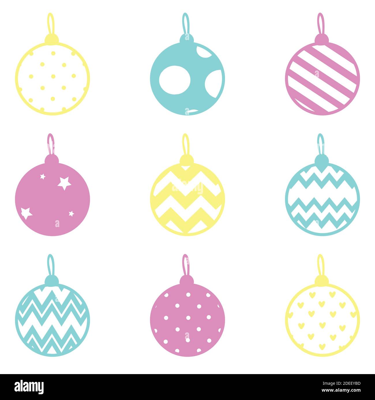 Set of hand drawn christmas baubles. Decoration isolated elements ...