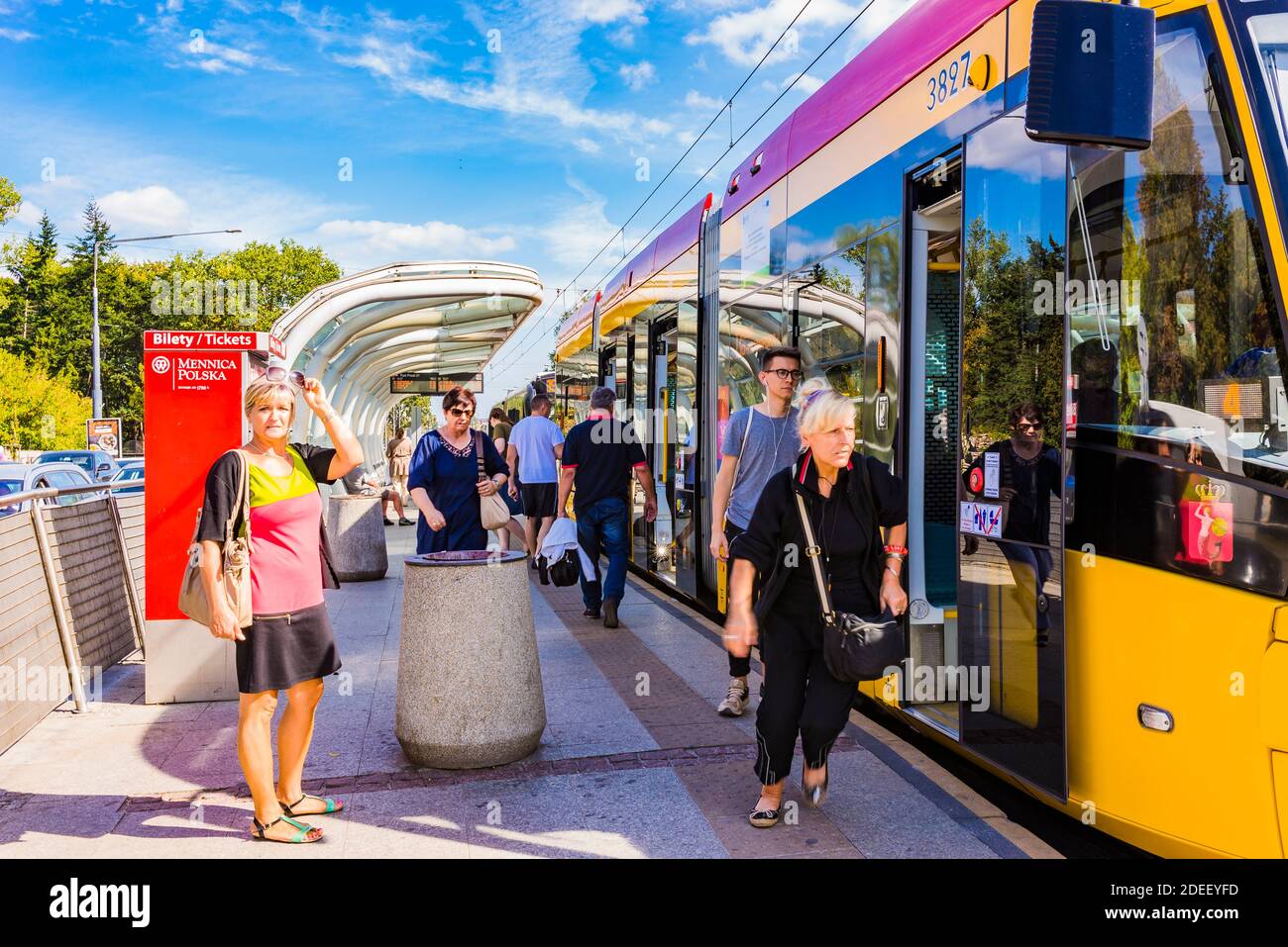 Park Praski - Tram and bus stop. Warsaw, Poland, Europe Stock Photo - Alamy