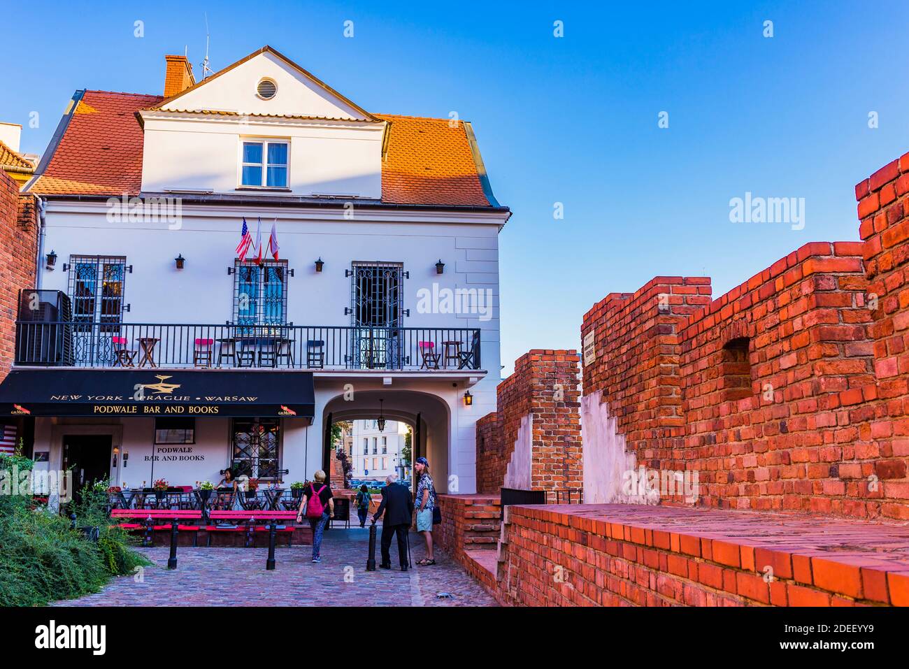 Warsaw Old Town surrounded by the old medieval defensive walls. Warsaw ...