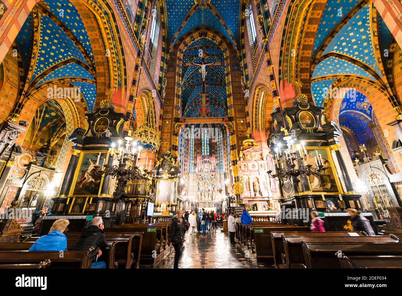 The main nave of Saint Mary’s Basilica, a Brick Gothic church adjacent ...