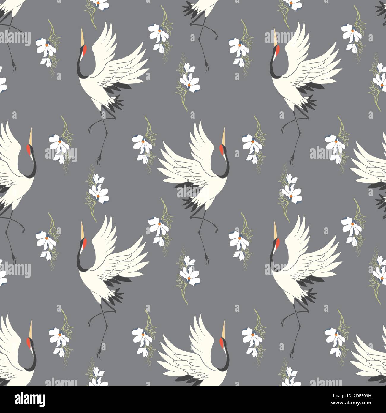 Red crane kimono art hi-res stock photography and images - Alamy