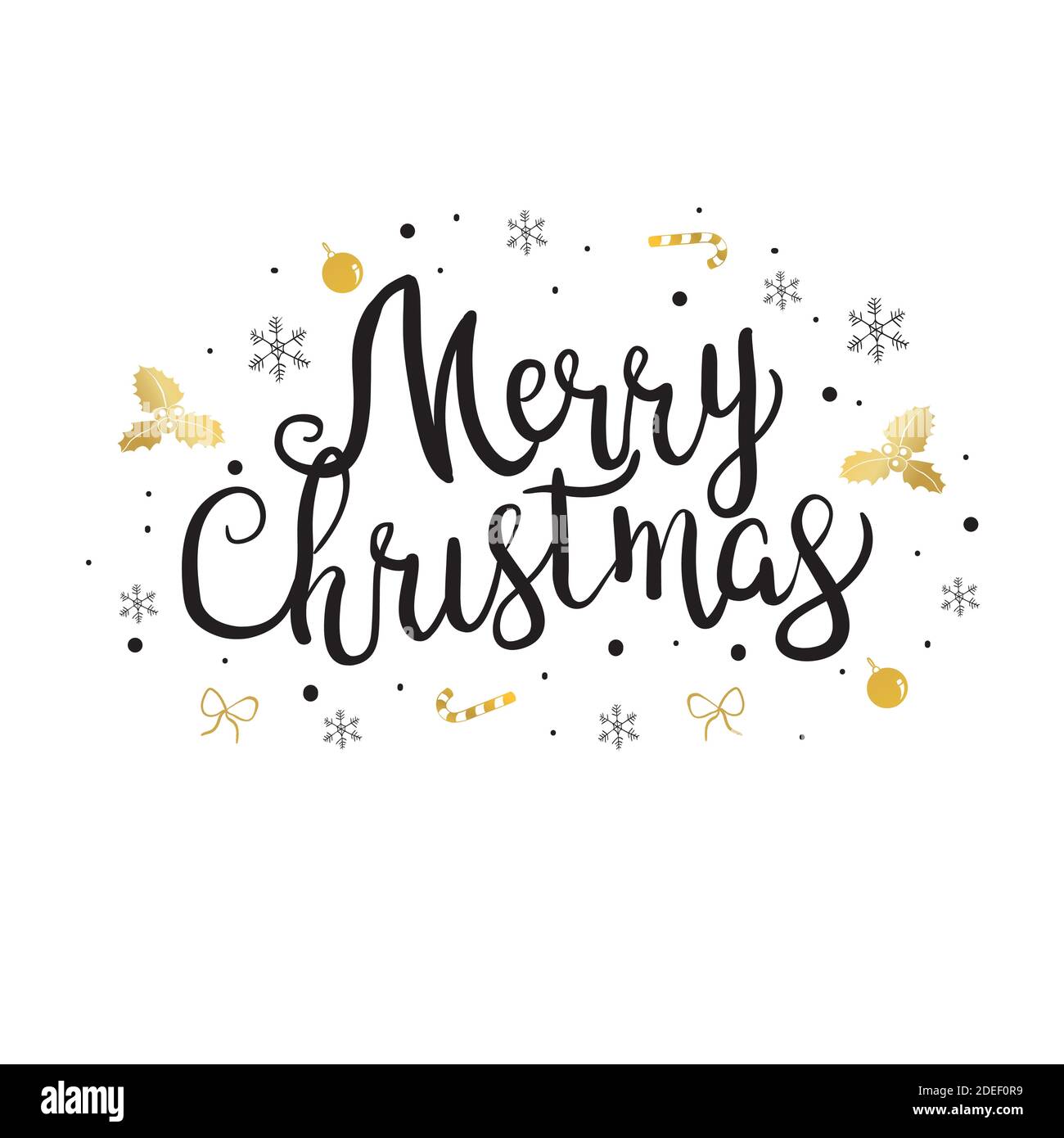 Happy Christmas gold lettering. Swash line vector typography for ...