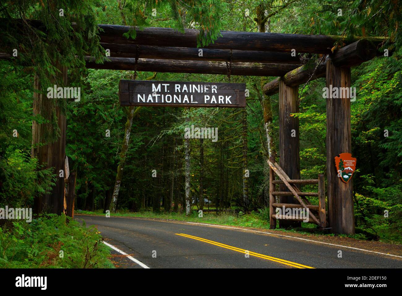 Entrance arch, Mt Rainier National Park, Washington Stock Photo - Alamy