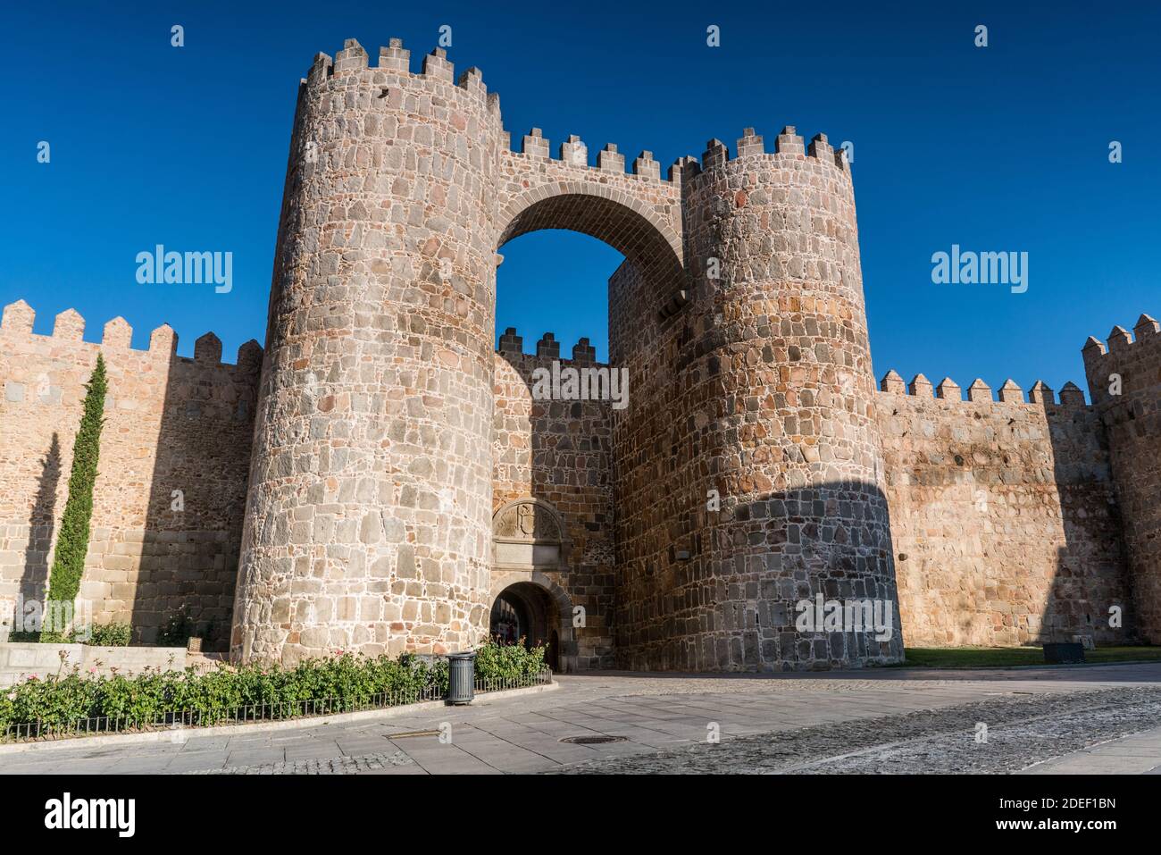 General view of the Alcazar gate, Avila, Spain, Europe Stock Photo - Alamy