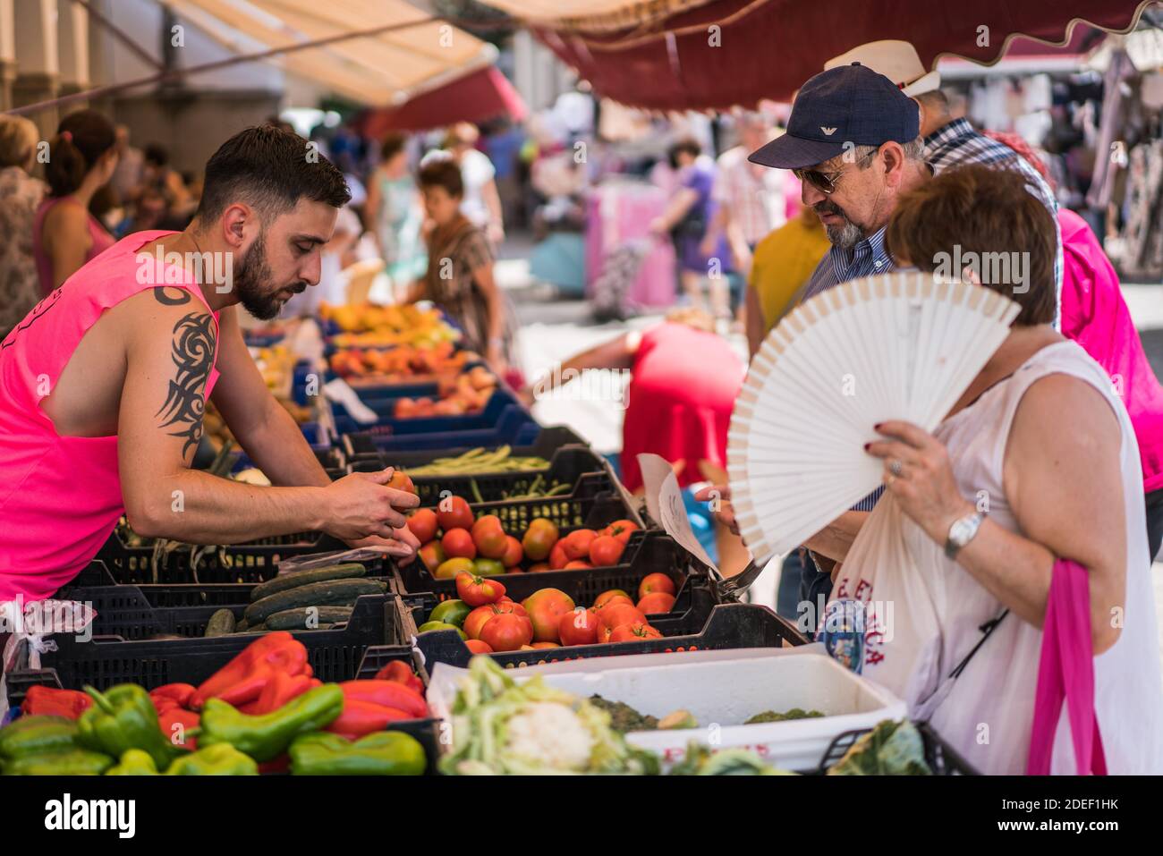 Traditional street market in the province Salamanca, Spain, Europe ...