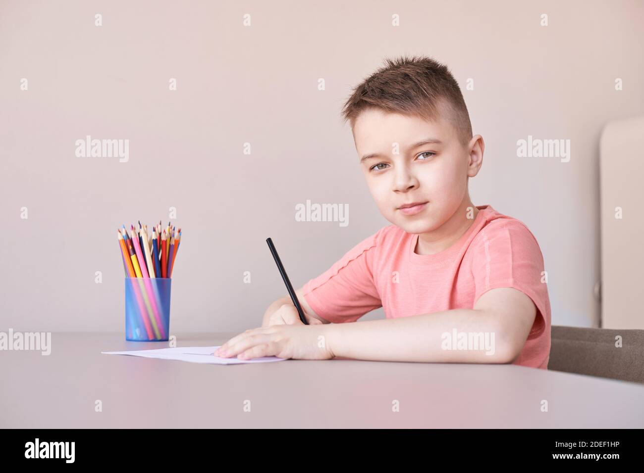 Little boy drawing. Closed Locking Exercise. Homemade routine. School ...