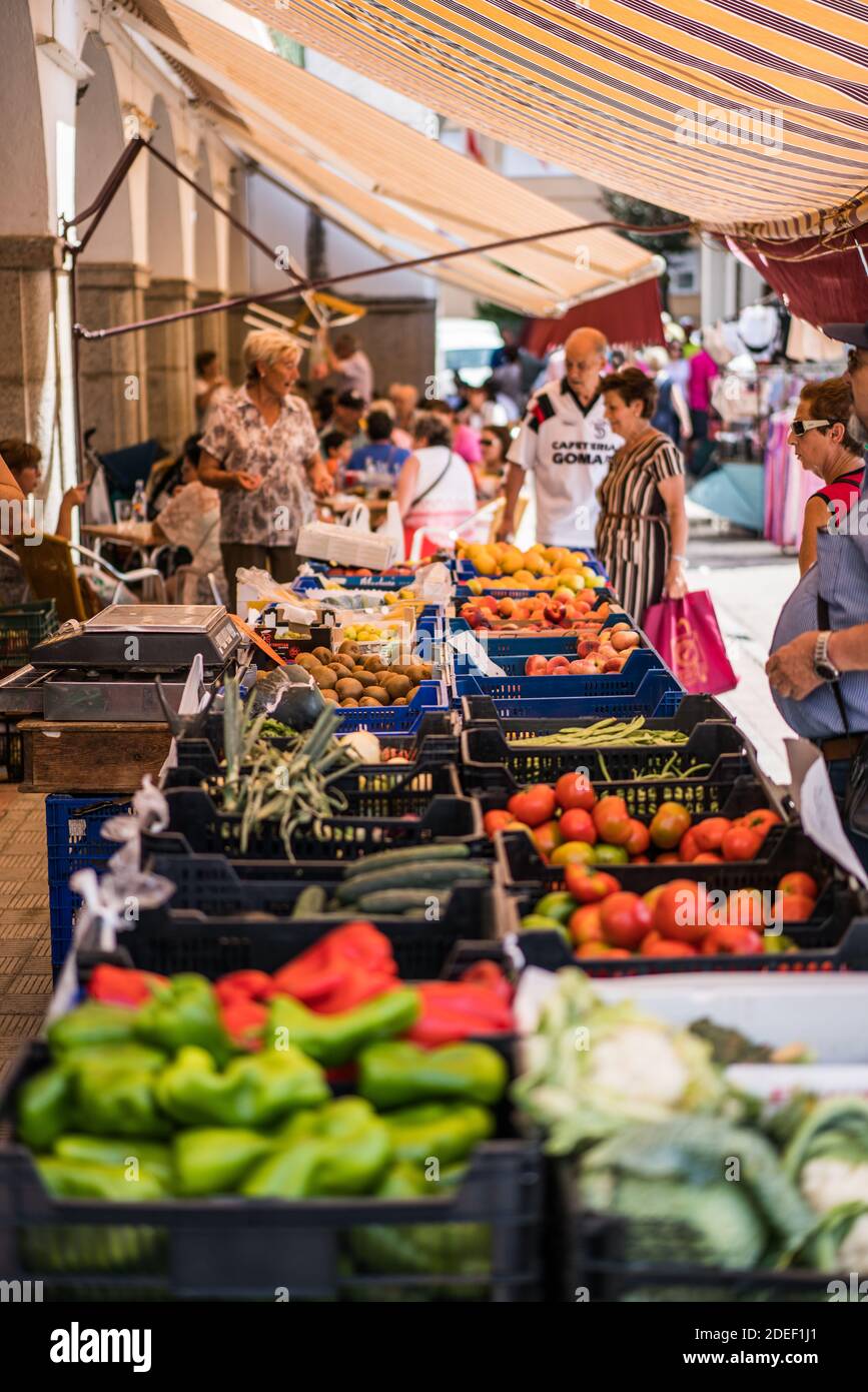 Traditional street market in the province Salamanca, Spain, Europe ...