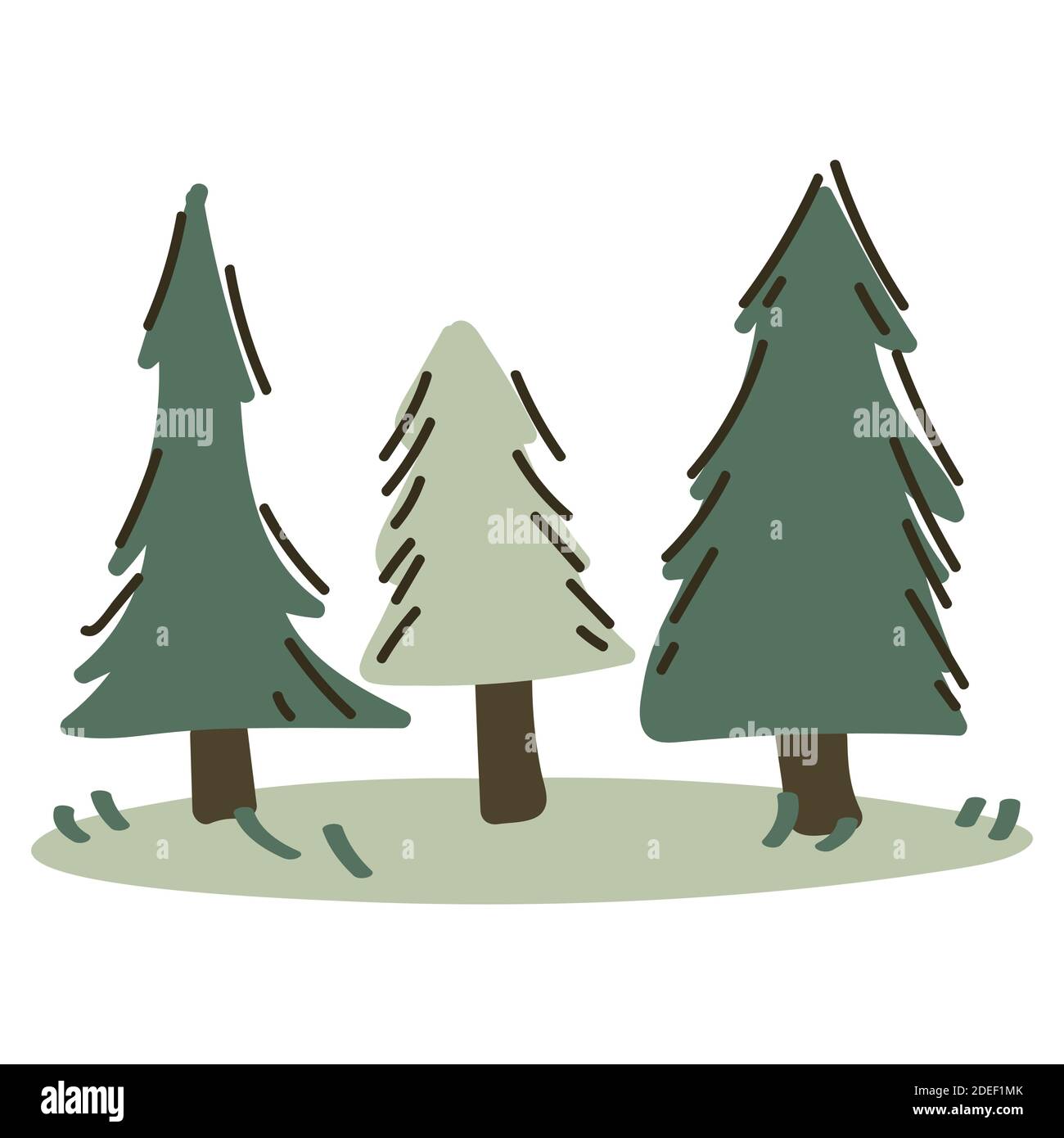Cute cartoon conifer tree gender neutral lineart vector illustration ...