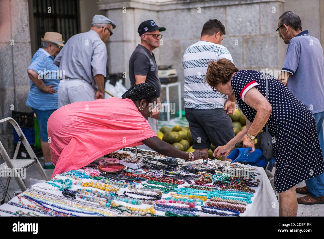 Traditional street market in the province Salamanca, Spain, Europe ...