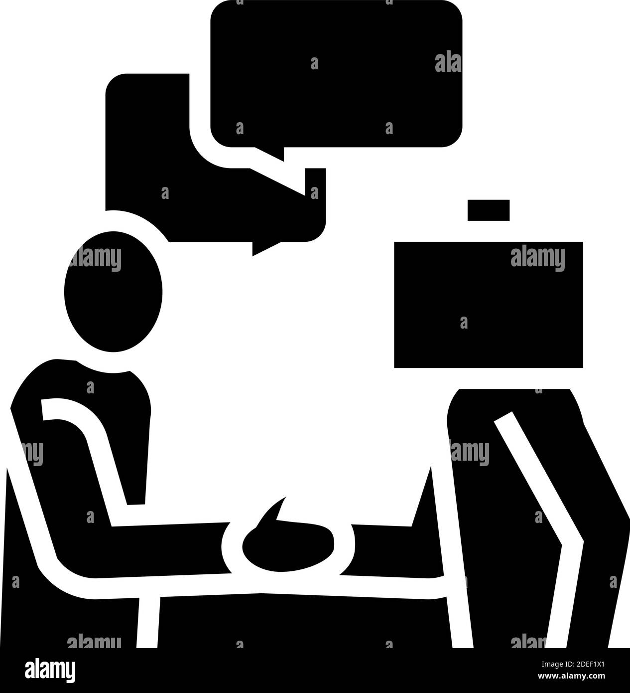 greeting and speaking with partner glyph icon vector illustration Stock ...