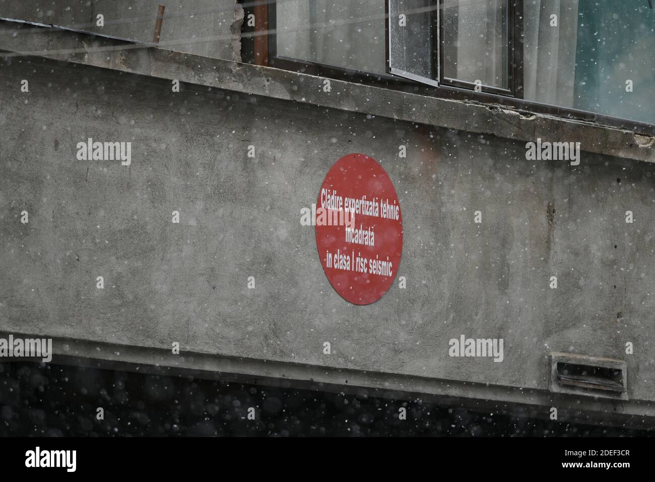 Red dot - representative symbol for seismic risk buildings in Bucharest ...